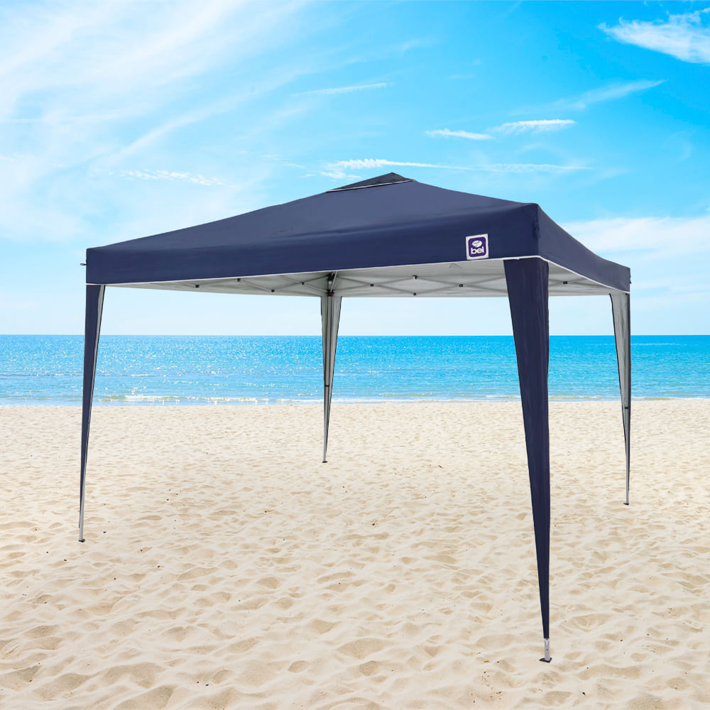 Tenda Gazebo Dobrável 3m x 3m Poliéster Azul Bel